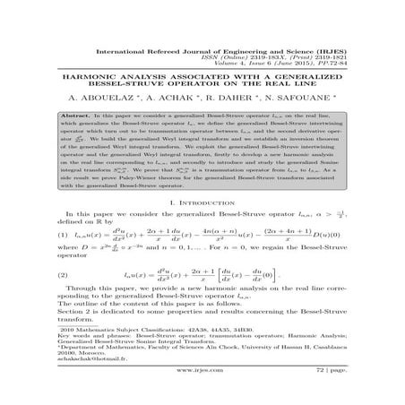 HARMONIC ANALYSIS ASSOCIATED WITH A GENERALIZED BESSEL-STRUVE OPERATOR ON THE REAL LINE | PDF