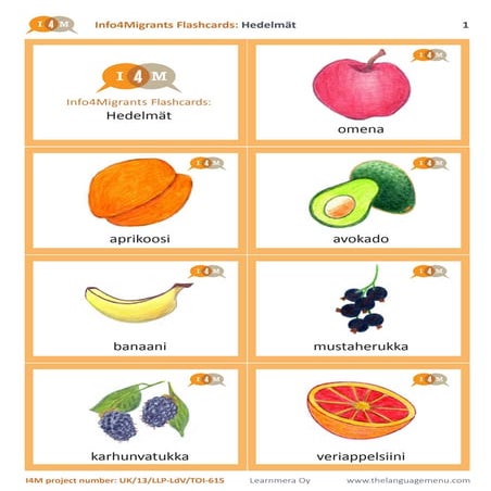 I4M flashcards: fruit (in finnish) | PDF