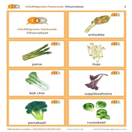 I4M flashcards: vegetables (in finnish) | PDF
