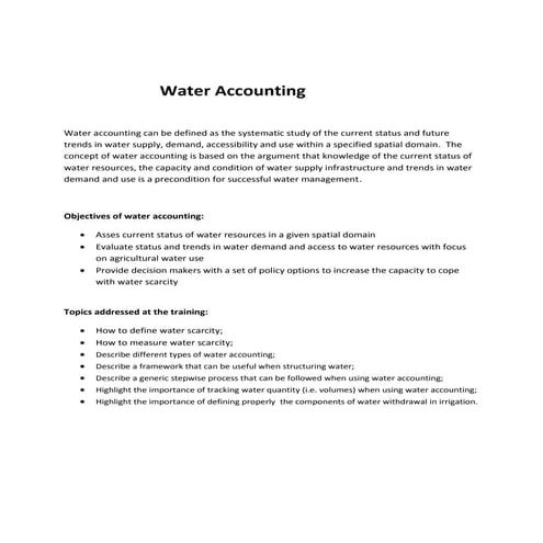 Water Accounting | PDF