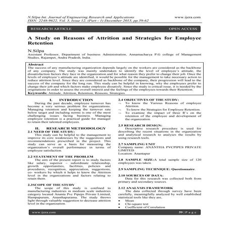 A Study on Reasons of Attrition and Strategies for Employee Retention | PDF