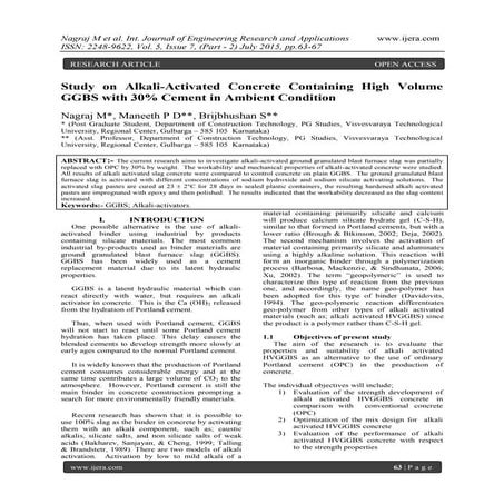 Study on Alkali-Activated Concrete Containing High Volume GGBS with 30% ...