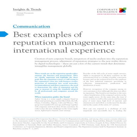 Best examples of reputation management: international experience | PDF
