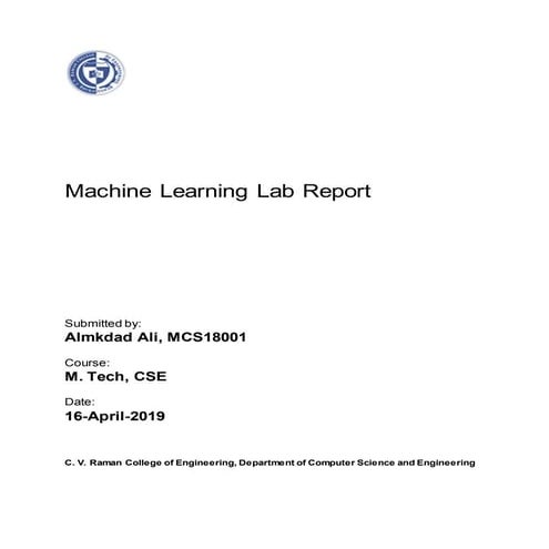 Machine Learning Experiments Report Pdf 