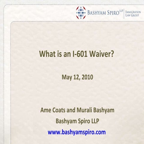 The I-601 Hardship Waiver Process | PPT