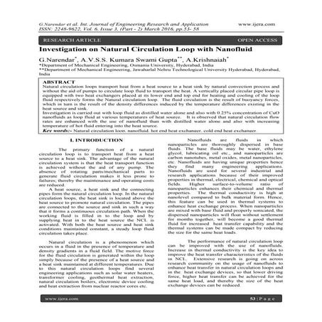Investigation on Natural Circulation Loop with Nanofluid | PDF