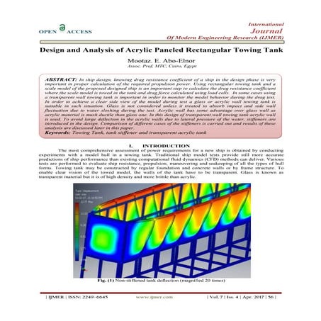 Design and Analysis of Acrylic Paneled Rectangular Towing Tank | PDF