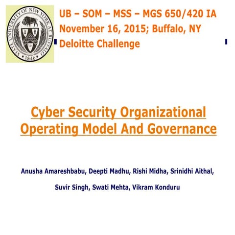 Cyber Security Organizational Operating Model and Governance | PPTX