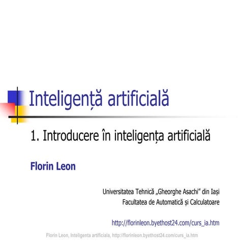 Introducere in inteligenta artificiala | PDF