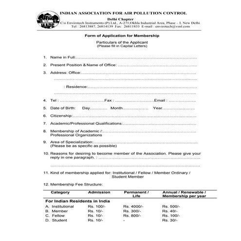 Iaapc Membership Form | PDF