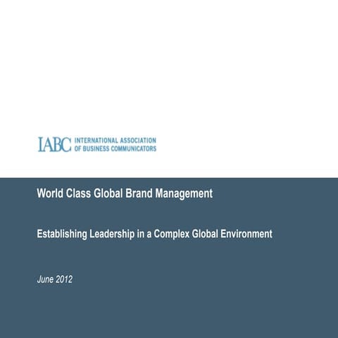 World Class Global Brand Management | PDF