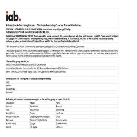 IAB DISPLAY ADVERTISING creative HTML5 | PDF