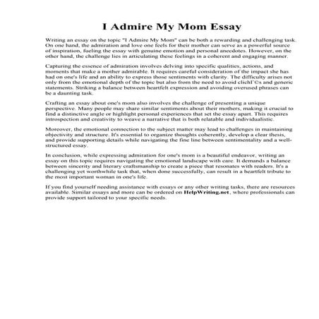 I Admire My Mom Essay | PDF | Home Entertainment Systems | Consumer ...
