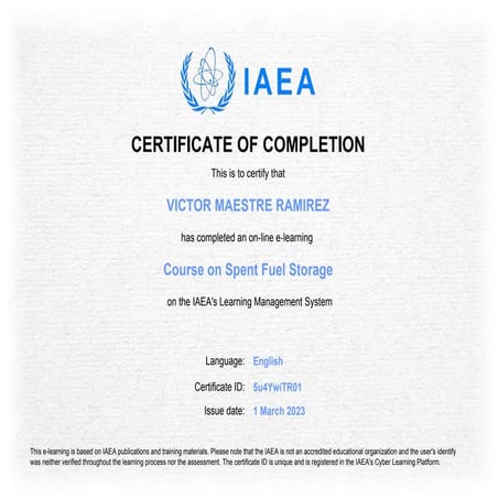 IAEA Course on Spent Fuel Storage | PDF