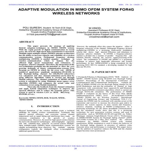 Iaetsd Adaptive Modulation In Mimo Ofdm System For4 G Pdf 