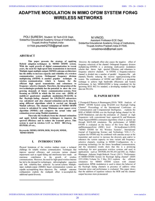 Iaetsd Adaptive Modulation In Mimo Ofdm System For4 G Pdf