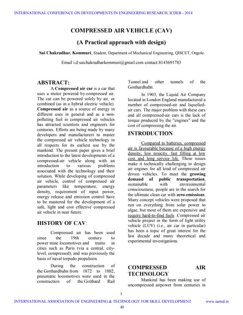 COMPRESSED AIR VEHICLES THE FUTURE HYBRIDS | PDF