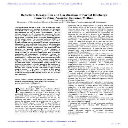 Iaetsd detection, recognition and localization of partial discharge | PDF