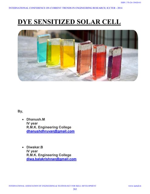 Dye Sensitized Solar cell (DSSC) | PPTX