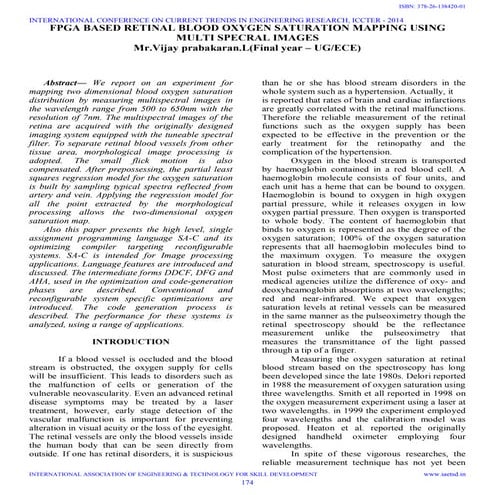 Iaetsd fpga based retinal blood oxygen saturation mapping using | PDF | Eye and Vision ...