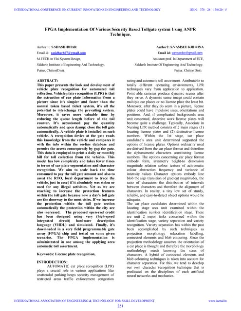 License Plate Recognition System for Moving Vehicles Using ­Laplacian Edge Detector and Feature ...