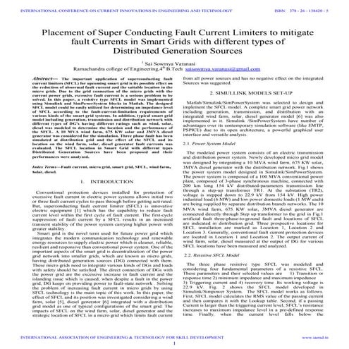 Iaetsd placement of super conducting fault current limiters to mitigate | PDF