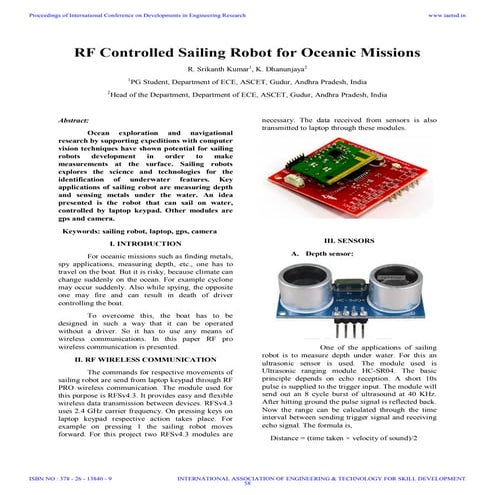 Iaetsd rf controlled sailing robot for oceanic missions | PDF