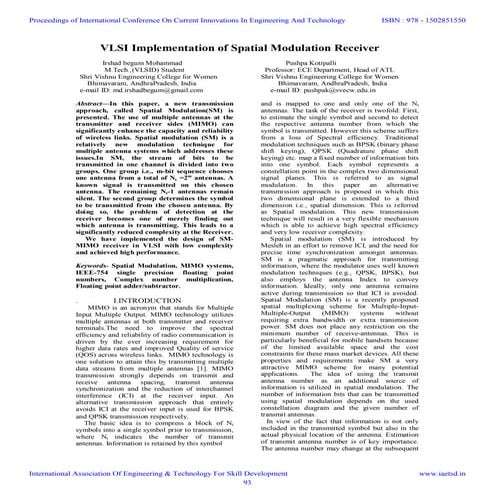 Iaetsd Vlsi Implementation Of Spatial Modulation Receiver Pdf Computer Networking Computing