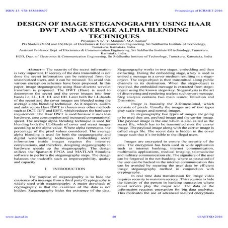 Iaetsd Design Of Image Steganography Using Haar Dwt Pdf