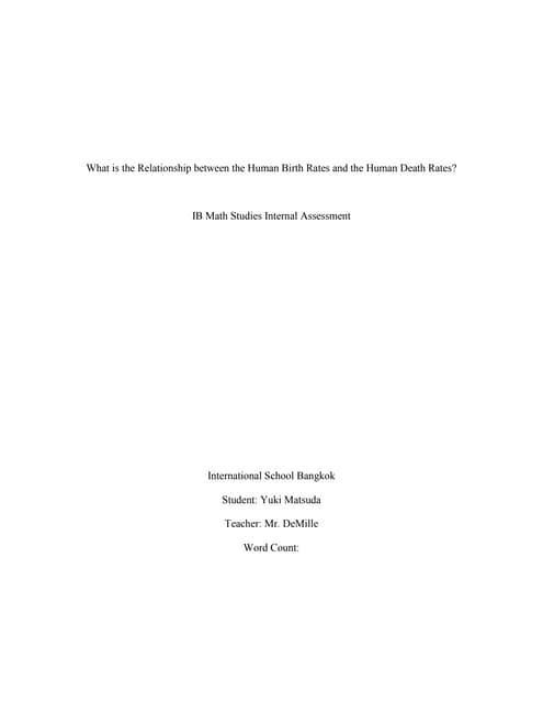 Ib math studies internal assessment final draft | PDF