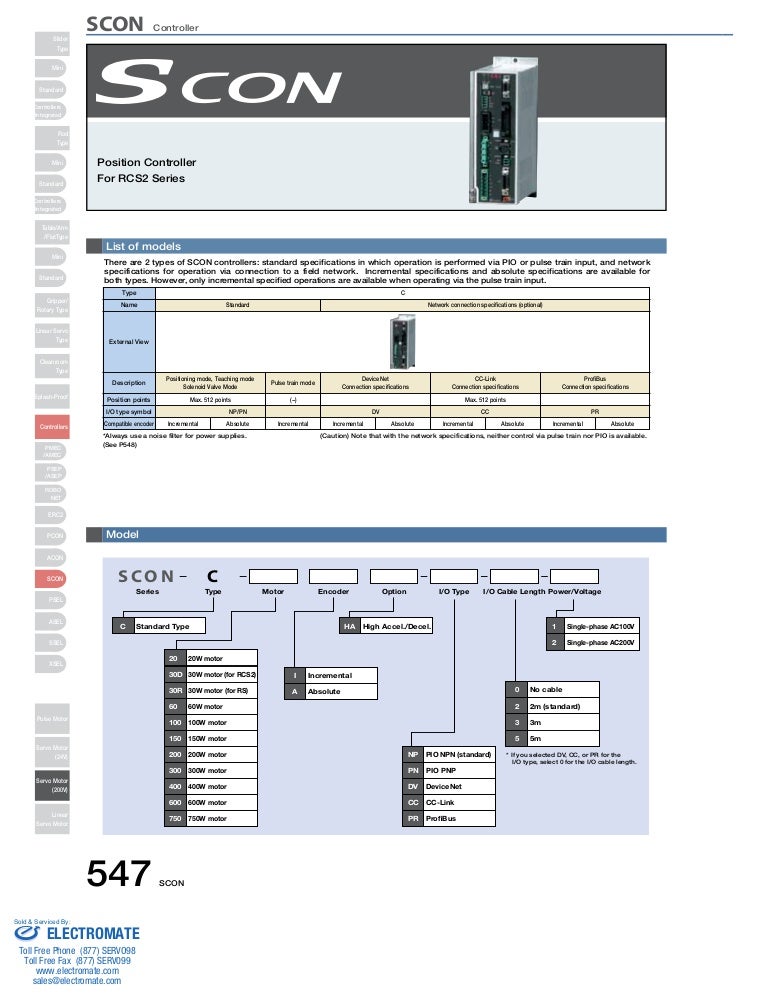 Iai scon controller_specsheet