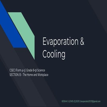 CSEC Science - Cooling Effects of Evaporation | PPTX