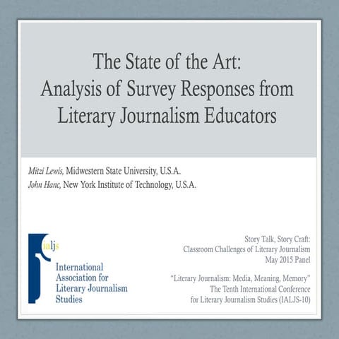 The State of the Art: Analysis of Survey Responses from Literary ...