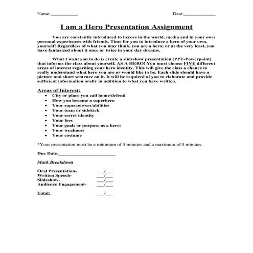 I am a Hero Presentation Assignment | DOC