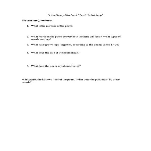I Am Cherry Alive | DOCX