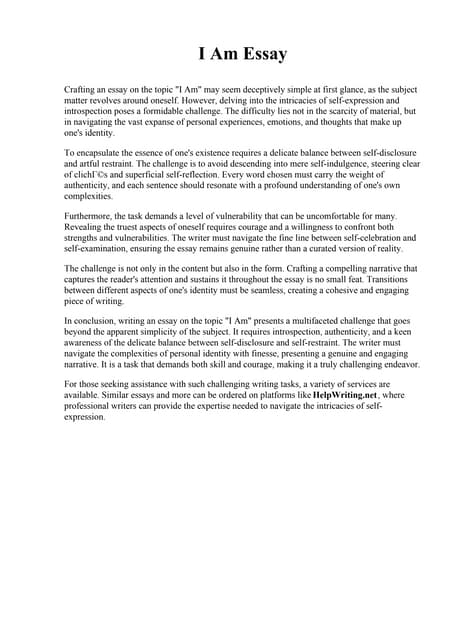 I Am Essays Examples | PDF