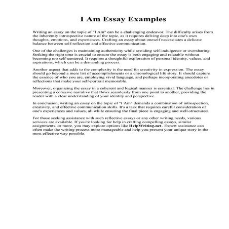 Who Am I Essay Examples. Western Colorado University | PDF