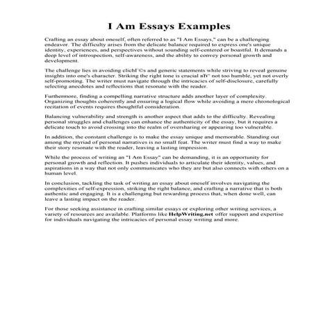 I Am Essays Examples. Essay Myself. HOW TO WRITE SHORT ESSAY ON WHO AM ...