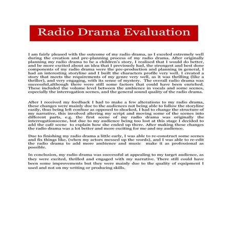 Radio Drama Evaluation | DOCX