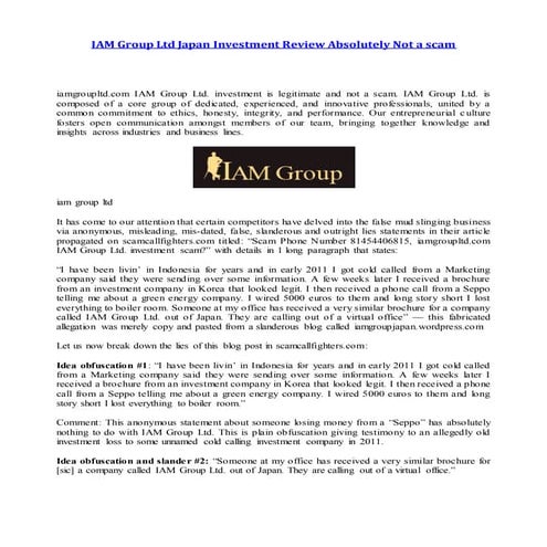 IAM Group ltd Review | PDF