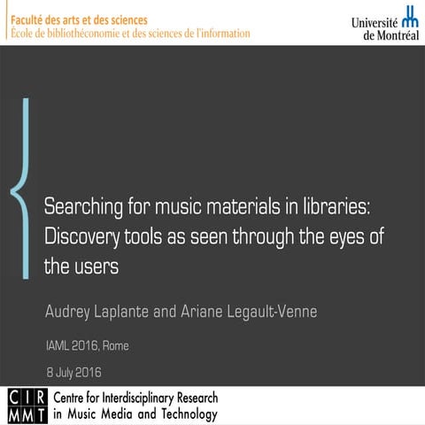 Searching for music materials in libraries: Discovery tools as seen ...