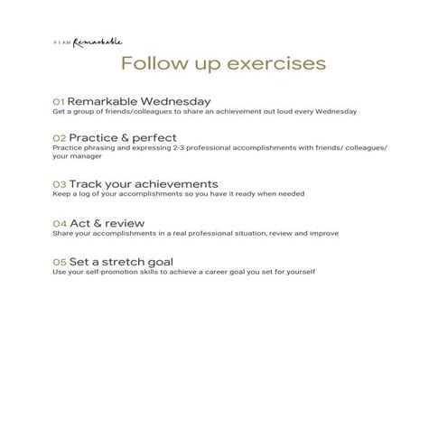 #Iam remarkable follow up exercises | PDF