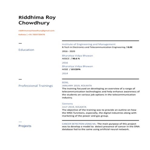 Riddhima Roy Chowdhury Resume | PDF