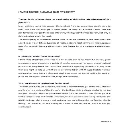 I am the tourism ambassador of my country | PDF
