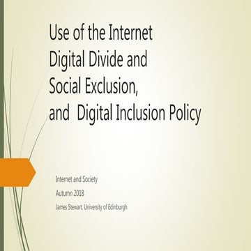 Digital Divide, Social Exclusion, and inclusion policy and new harms | PPT