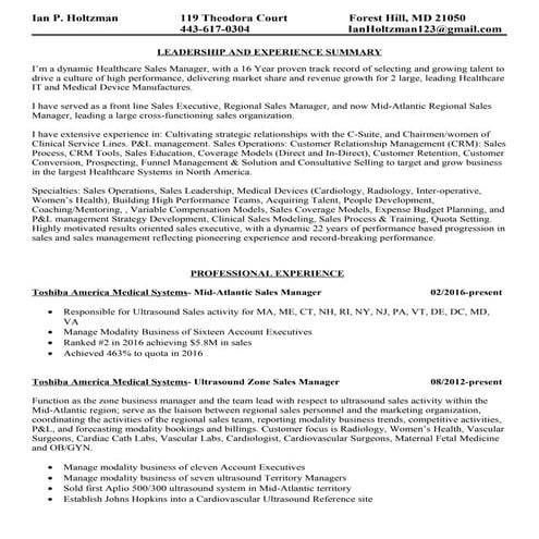 Ian holtzman resume (2017) | DOC