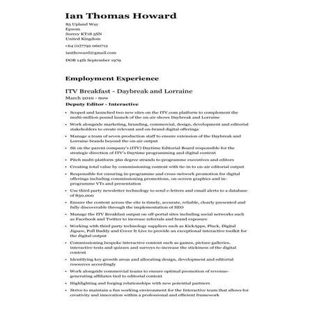 Ian Howard CV 2011 | PDF