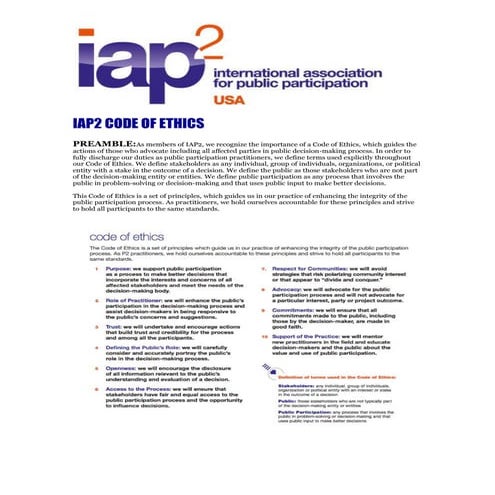 IAP2 Code of Ethics | PDF
