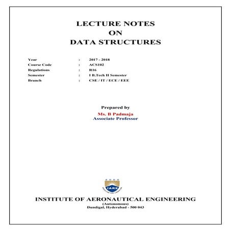Iare Ds Lecturenotes2 Pdf Programming Languages Computing 7699