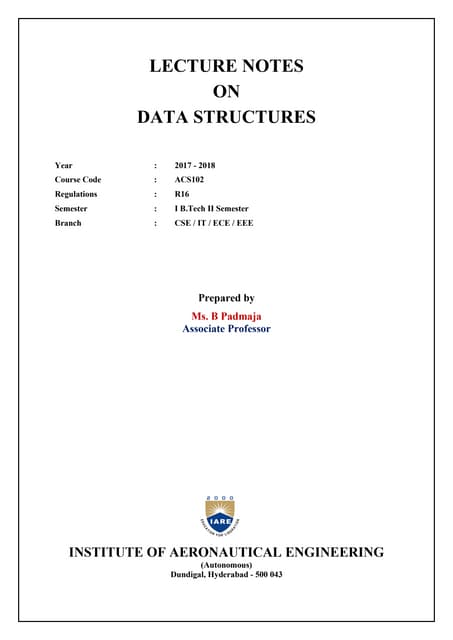 Iare Ds Lecturenotes2 Pdf Programming Languages Computing 7699